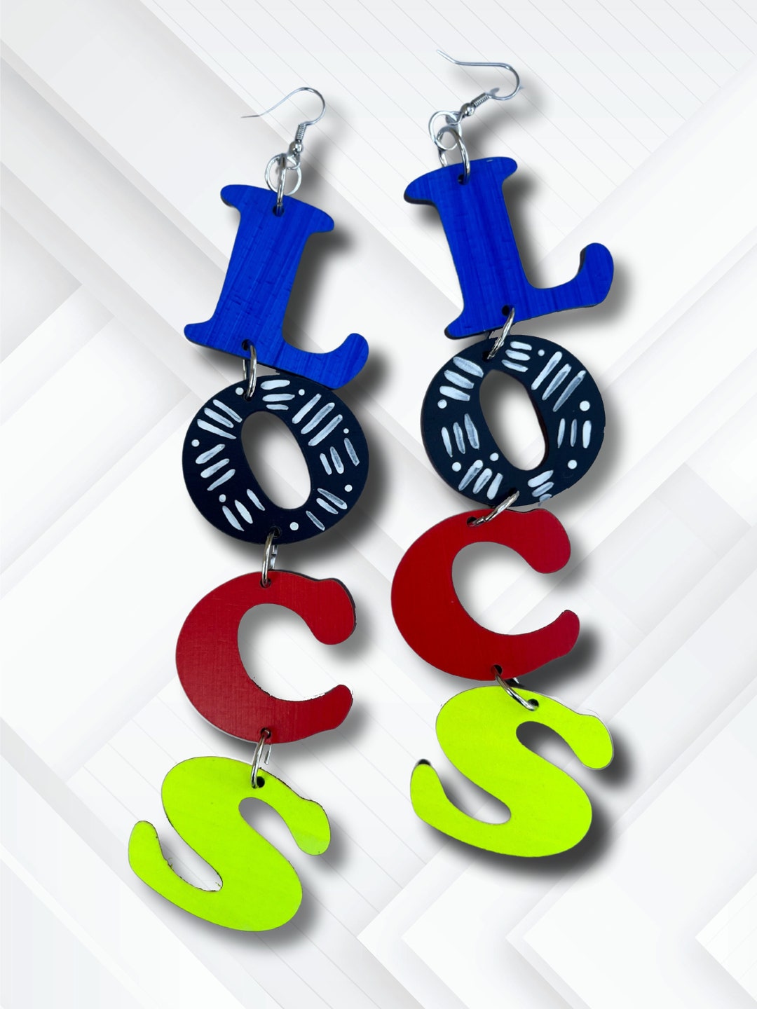 Locs Earrings, Multi Colored Dangle Loc Earrings, Wood Earrings, Loc ...