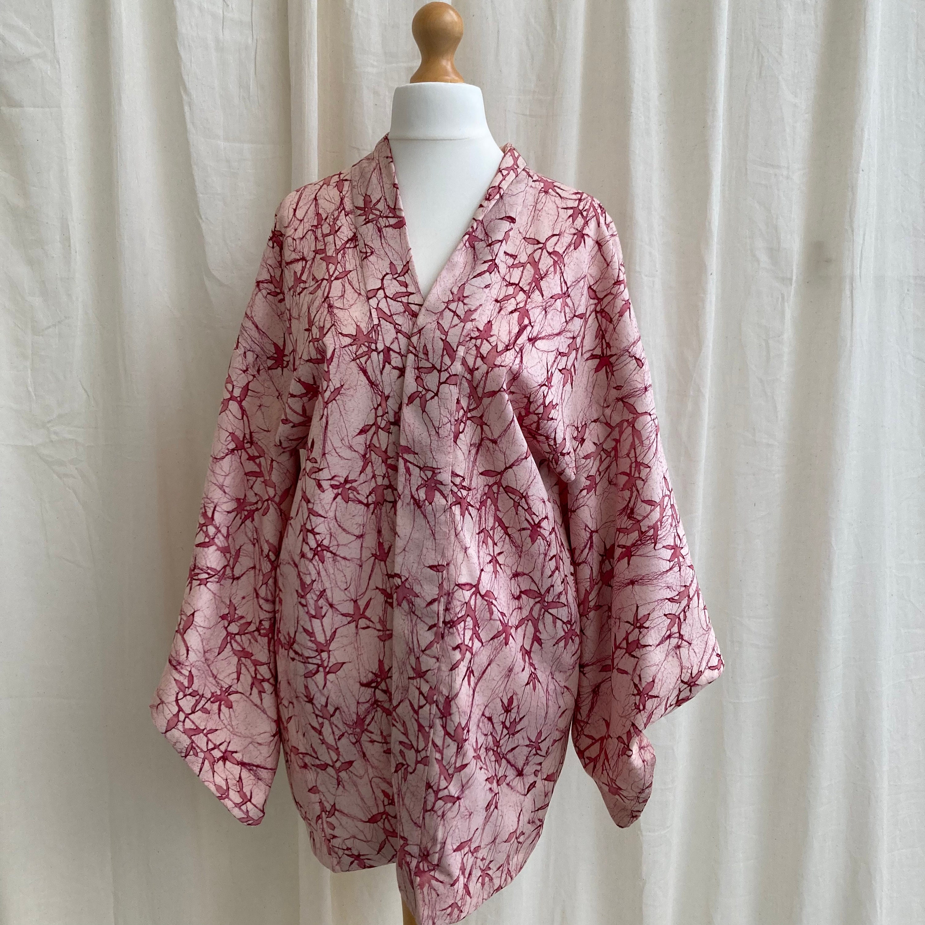 Vintage JAPANESE - HAORI Jacket - Pale Pink KIMONO - Deep Purple ...