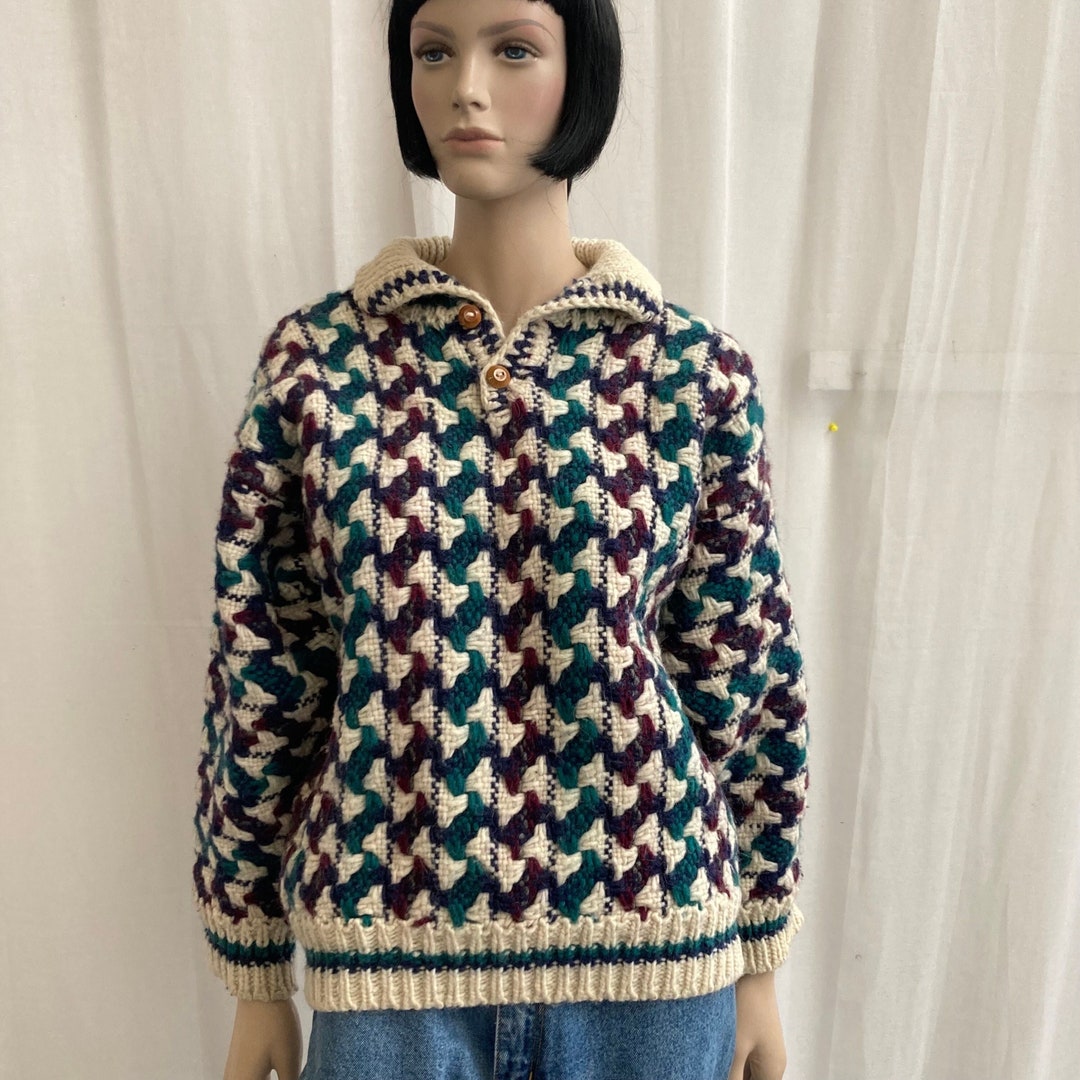 80s - Chunky Folk Knit - Pure Wool - Ecuadorian - Relaxed Knit ...