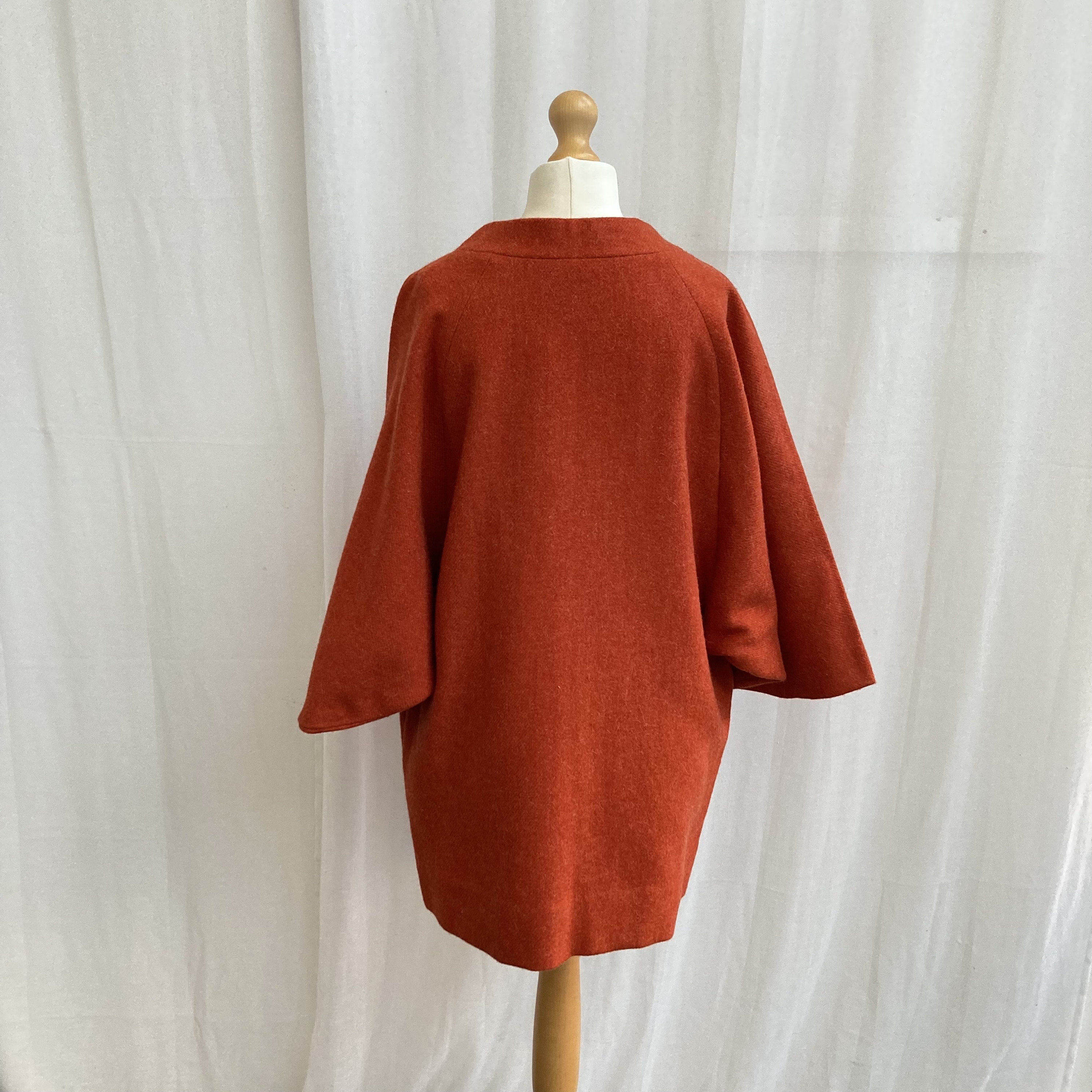 JAPANESE Vintage burnt Orange KIMONO Style Jacket Wool Coat Loose Fit ...