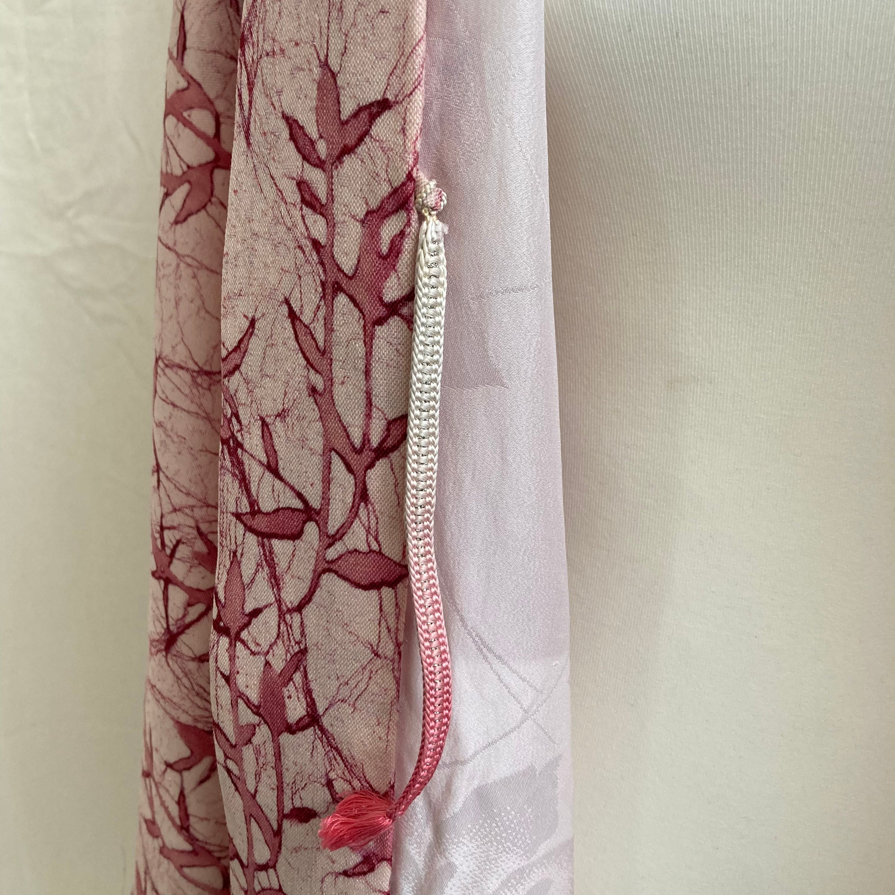 Vintage JAPANESE HAORI Jacket Pale Pink KIMONO Deep Purple Nature Print ...