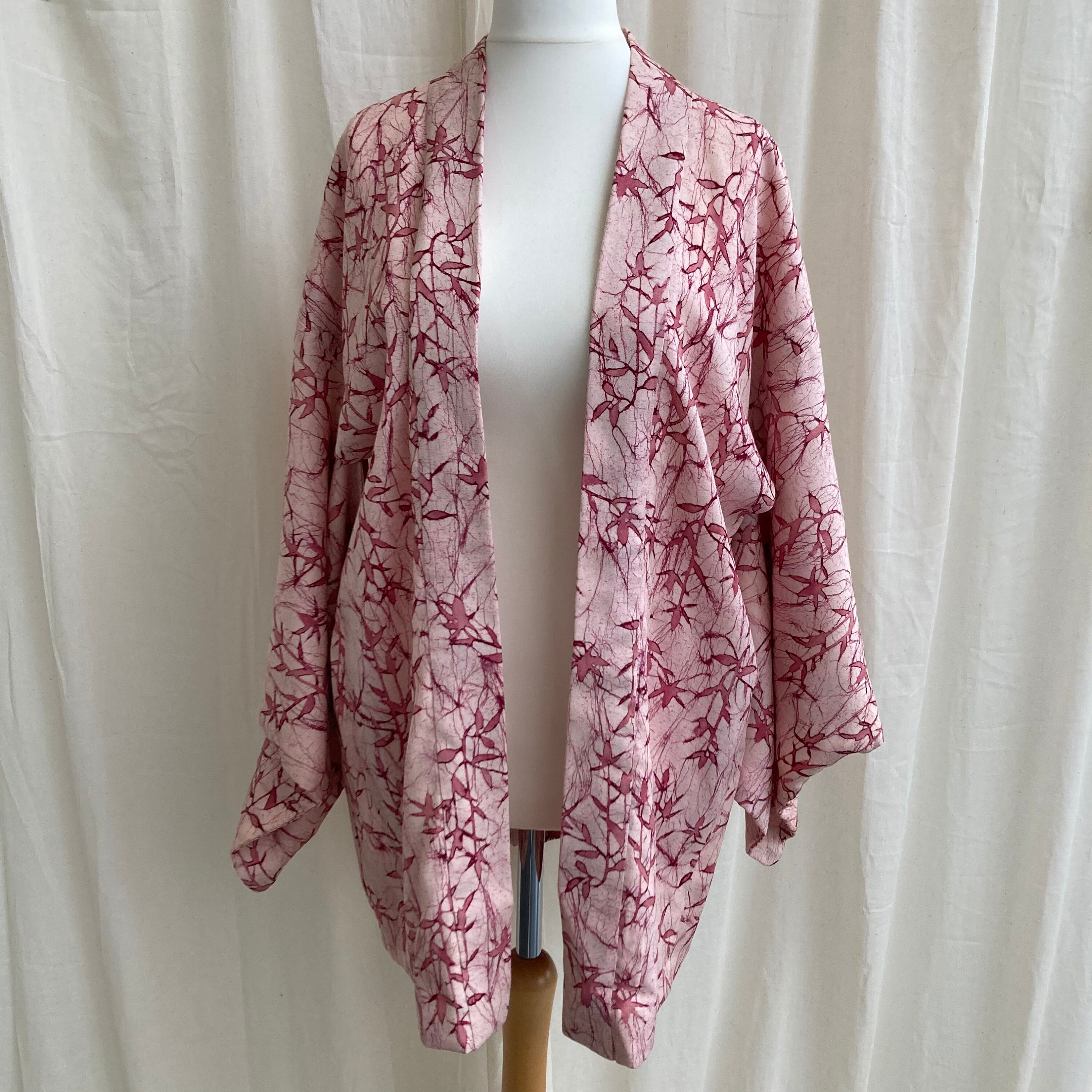 Vintage JAPANESE - HAORI Jacket - Pale Pink KIMONO - Deep Purple ...
