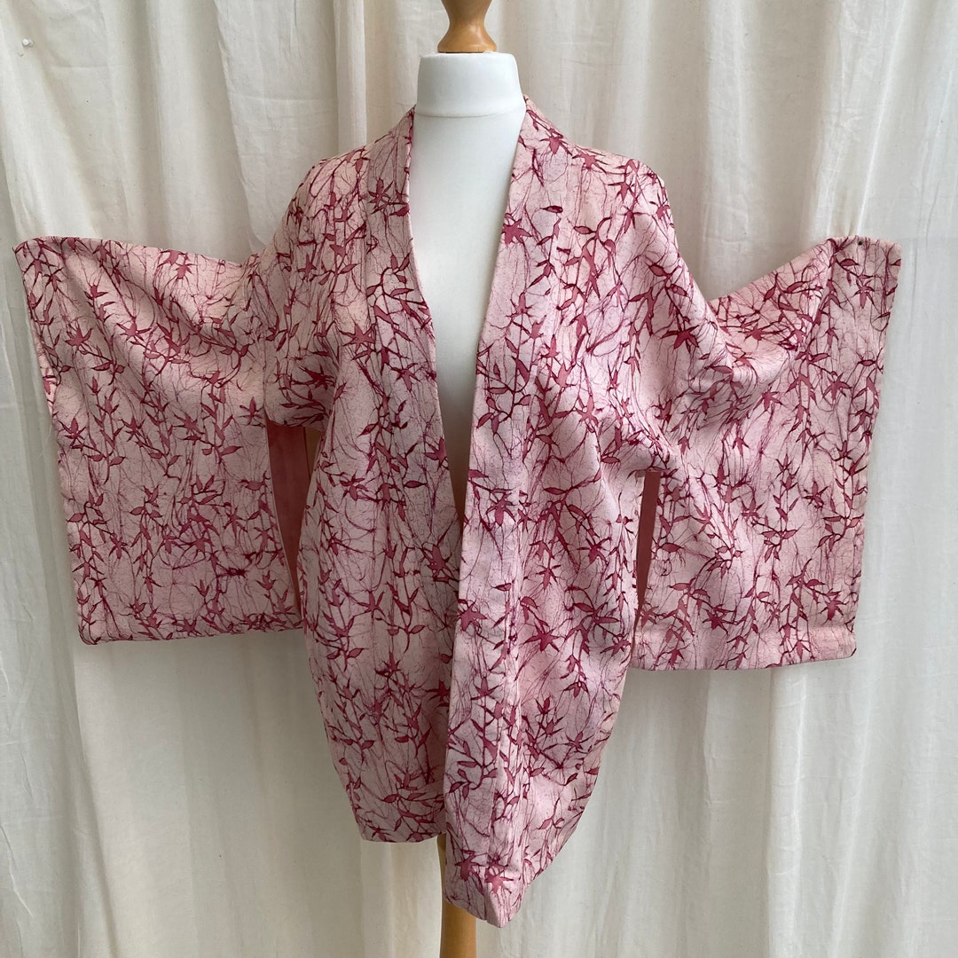 Vintage JAPANESE - HAORI Jacket - Pale Pink KIMONO - Deep Purple ...