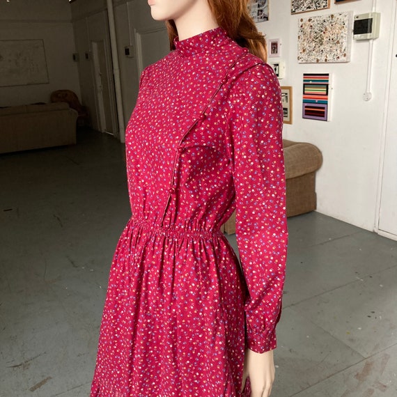 70s - Deep Mulberry Midi Dress - PIONEER - Ditsy FLOR… - Gem