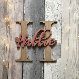 Nursery Wall Sign, Oak Veneer Letter With Personalisation, Bedroom ...
