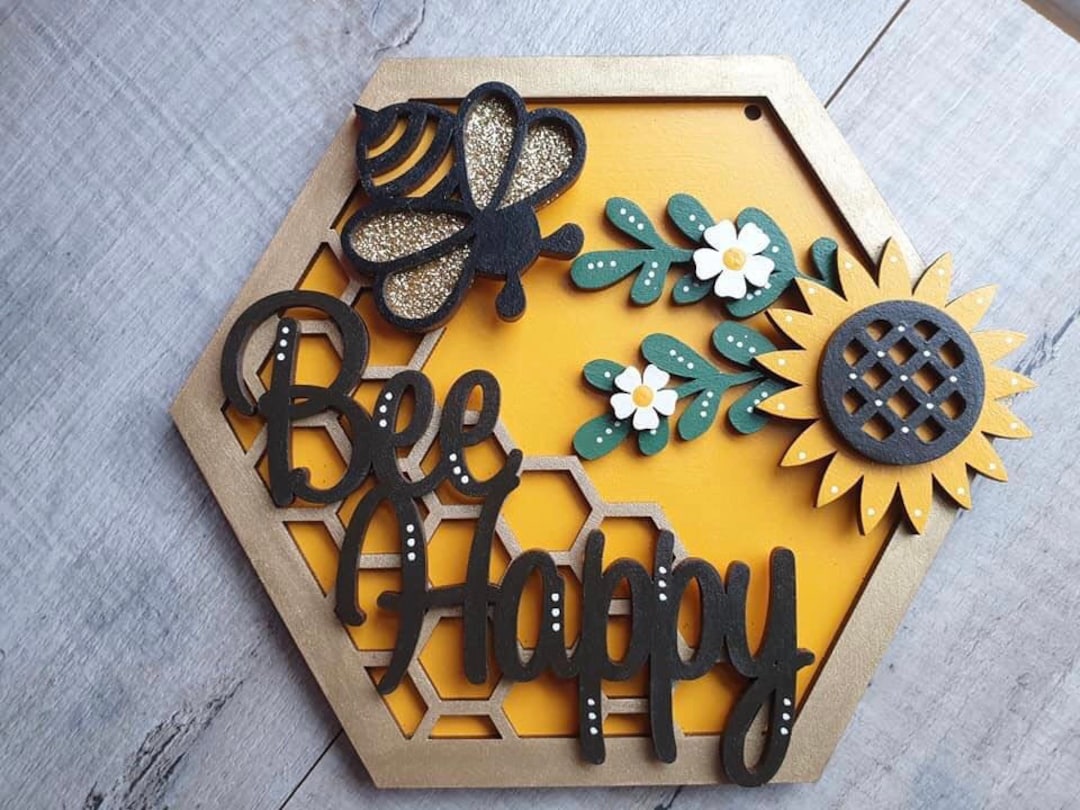 Bee Sign. Bee Happy, Bee Plaque, Bee Sign, Bee Gift - Etsy