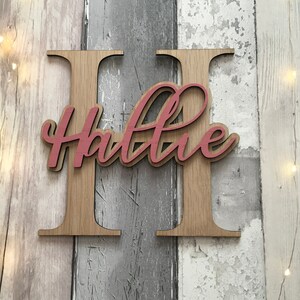 Nursery Wall Sign, Oak Veneer Letter With Personalisation, Bedroom ...