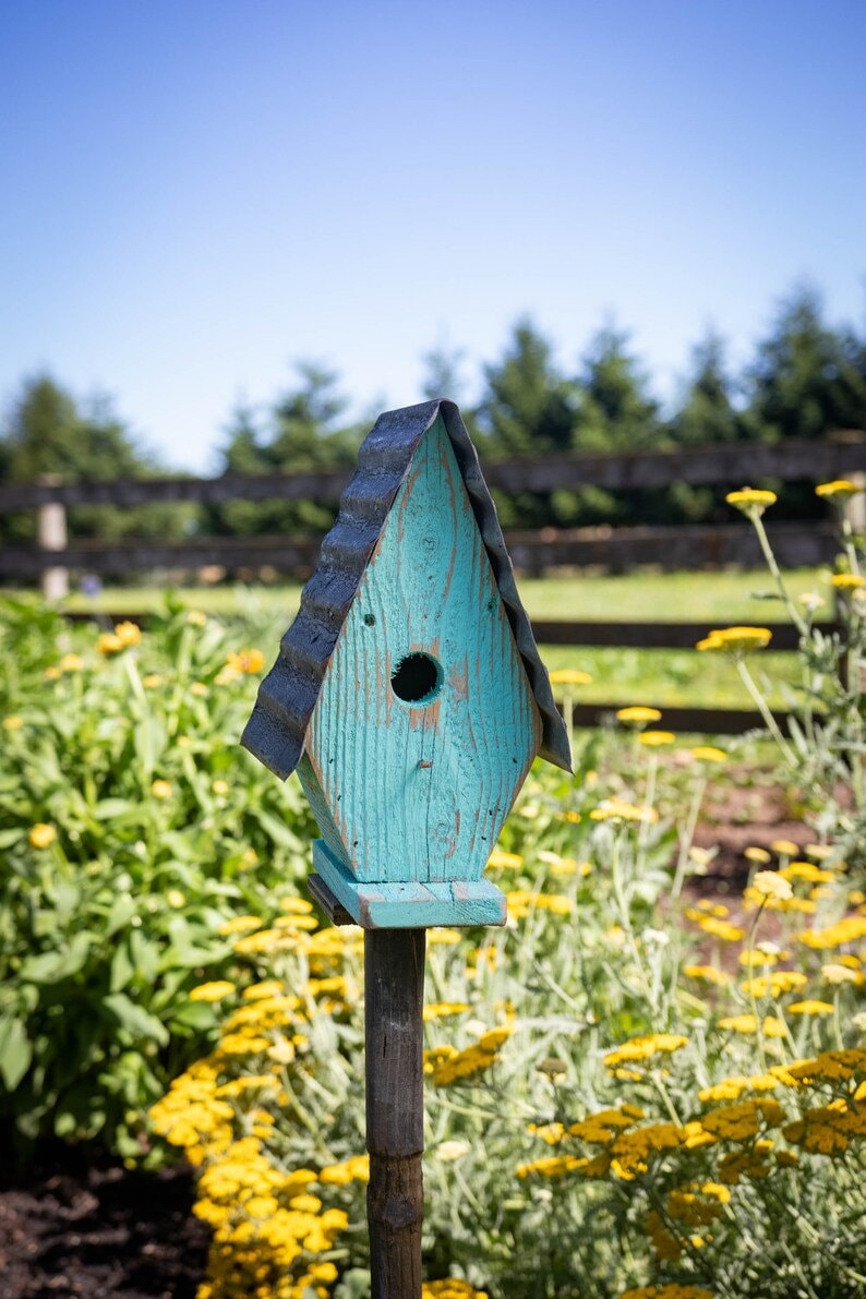 Reclaimed Wood Wren Birdhouse: A-frame Corrugated Metal Roof - Etsy