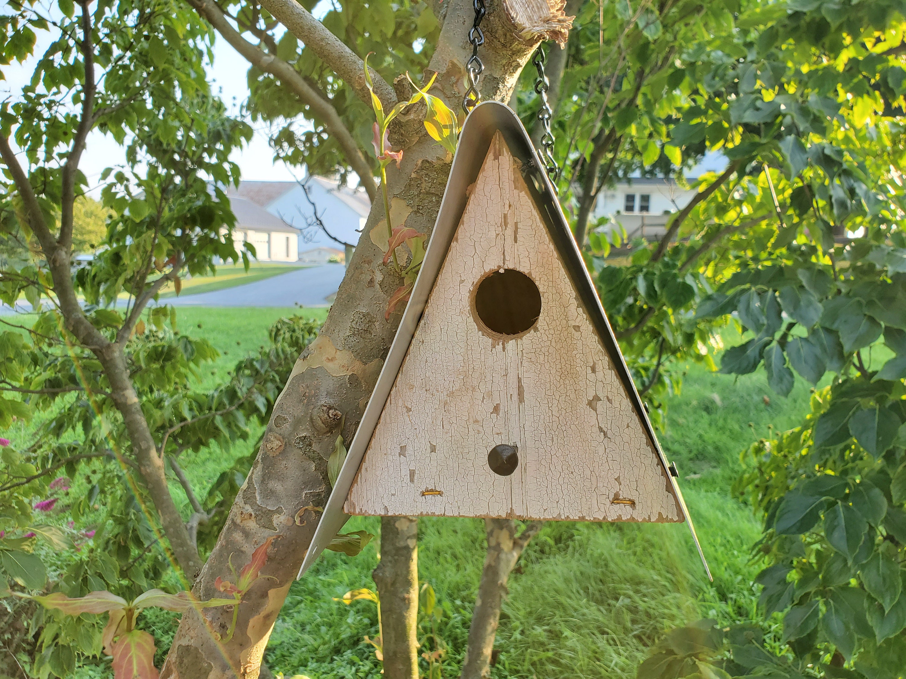 Custom Key West Rooster Metal Roof Triangle Wren Birdhouse Reclaimed ...