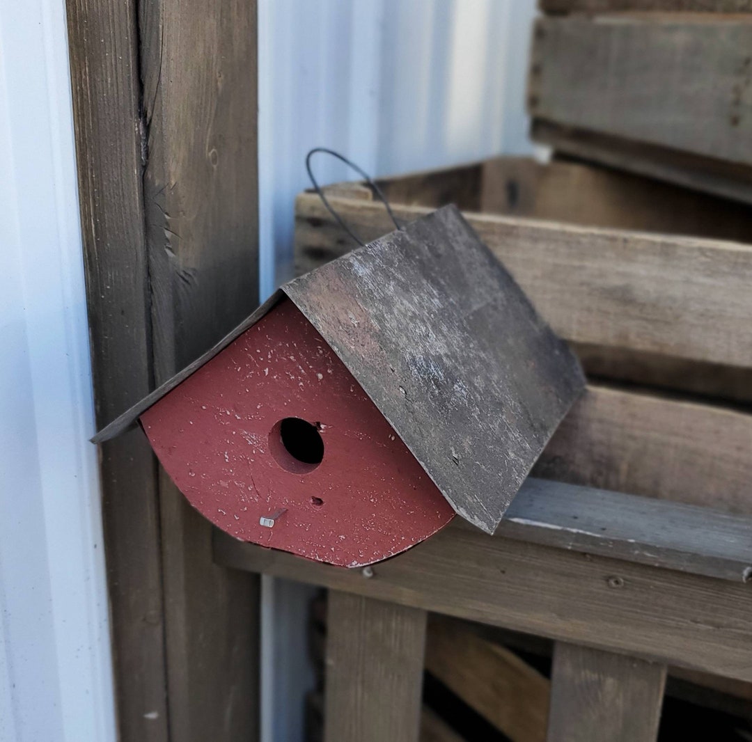 Rustic Reclaimed Wood Wren Birdhouse With Metal Roof Several Color ...