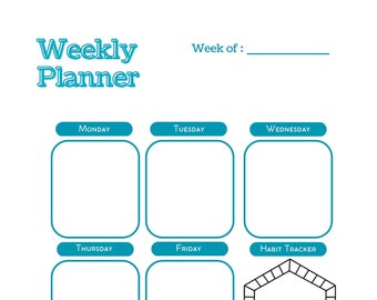 Simple Blue Weekly Planner, Cute Printable Planner - Etsy