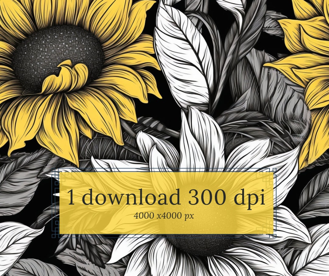 Watercolor Sunflowers Seamless Pattern- Digital Sunflower Floral in PNG ...