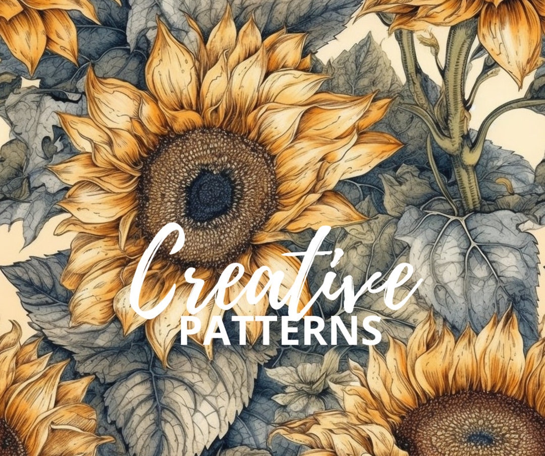 Sunflower Digital Paper, Sunflower Seamless Pattern for Fabric, Digital ...