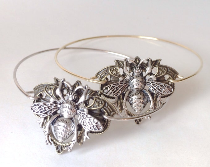 Bee Bracelet, Large Metal Bee Bangle, Gold, Silver, Copper - Etsy