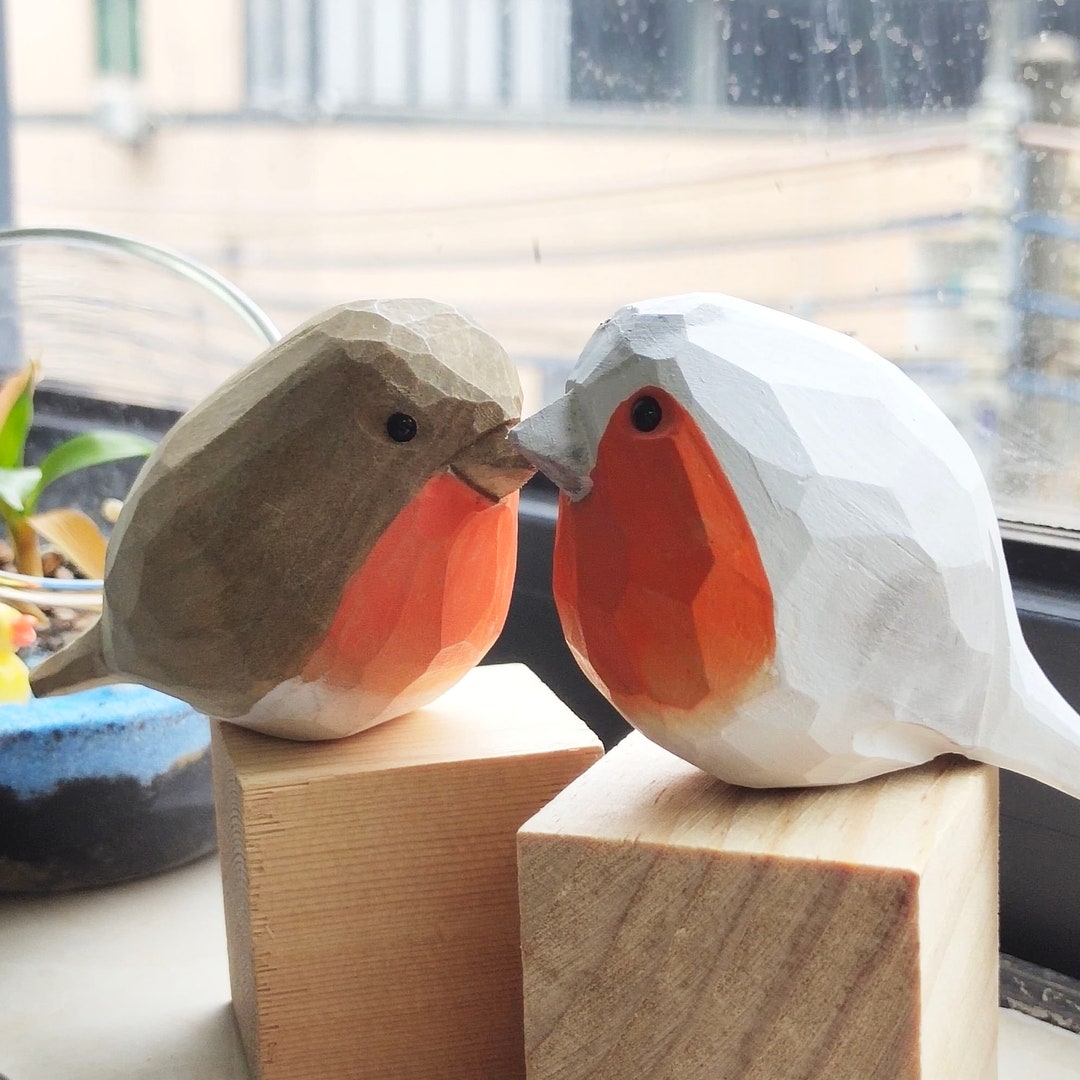 Chubby Robin Wooden,robin Statue,robin Sculpture,bird Ornament,bird ...