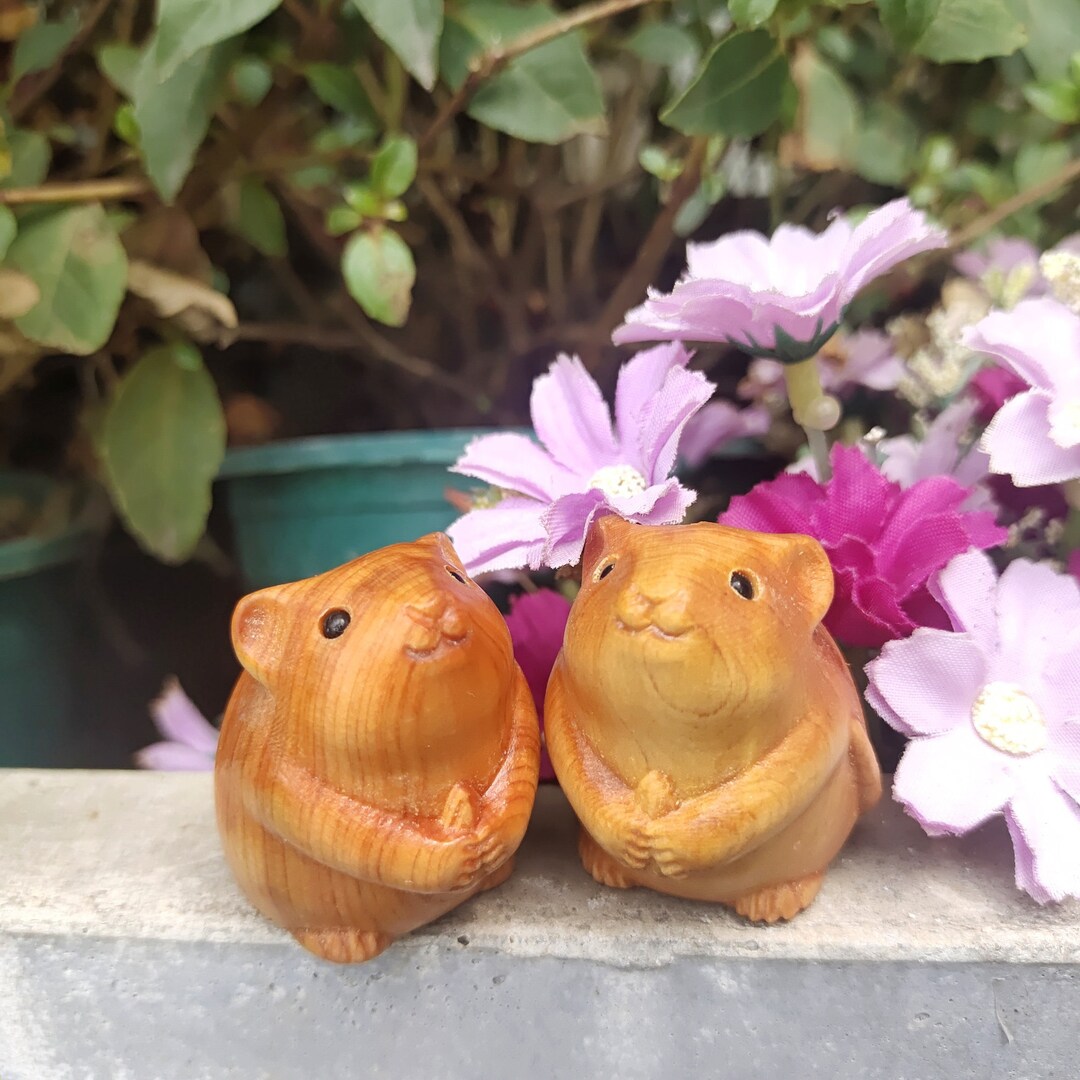 Hand Carved Couple Mouse Figurines,mouse Sculpture,mice Woodcarving ...