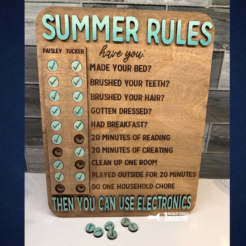 Summer Rules Checklist for Electronics - Personalized Chore List - Etsy