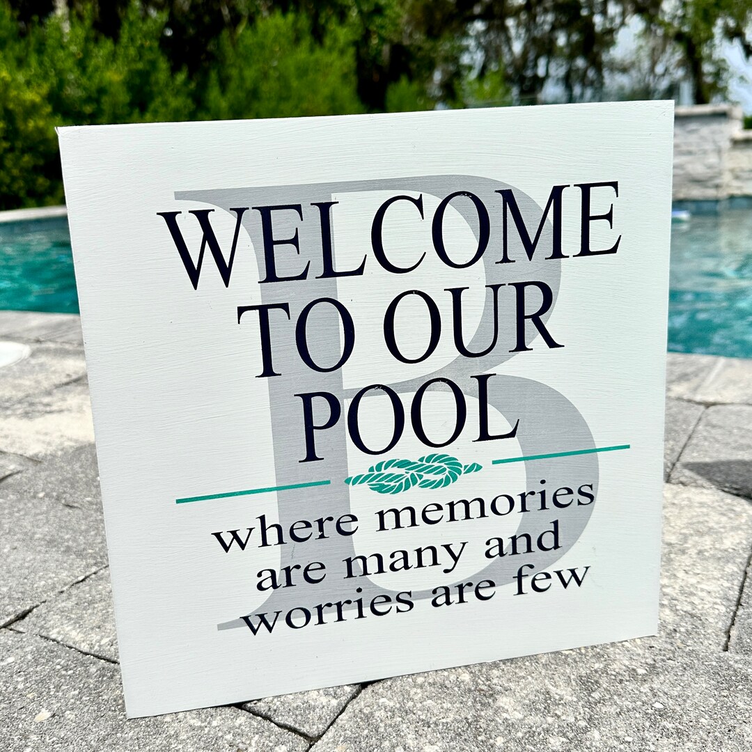 Welcome to Our Pool Monogram Sign - Etsy