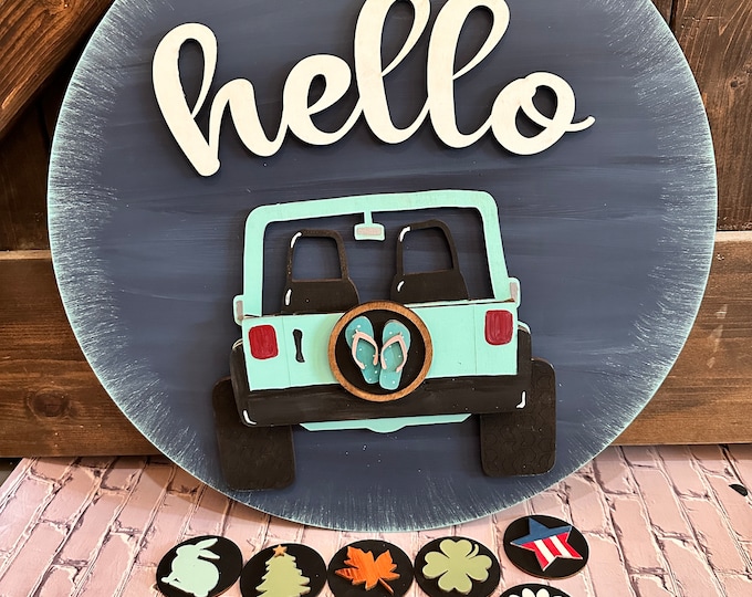 Handmade Interchangeable Jeep Welcome Door Hanger - Etsy