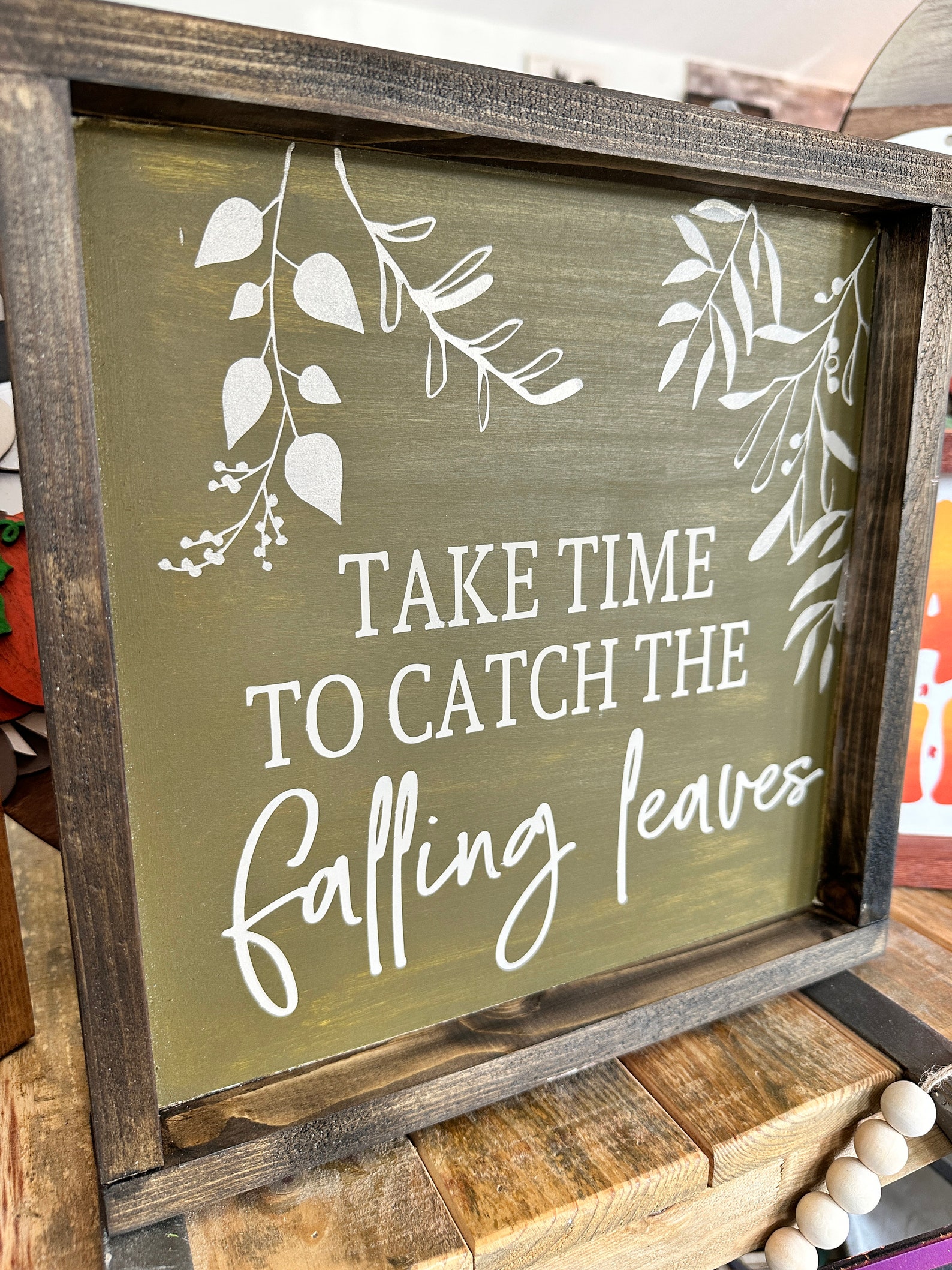 Take Time to Catch the Falling Leaves Square Design P02930 - Etsy