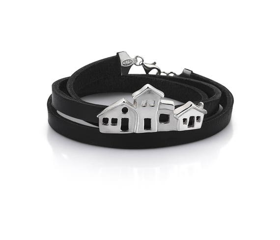 Sterling Silver House Bracelet With Genuine Leather | Etsy