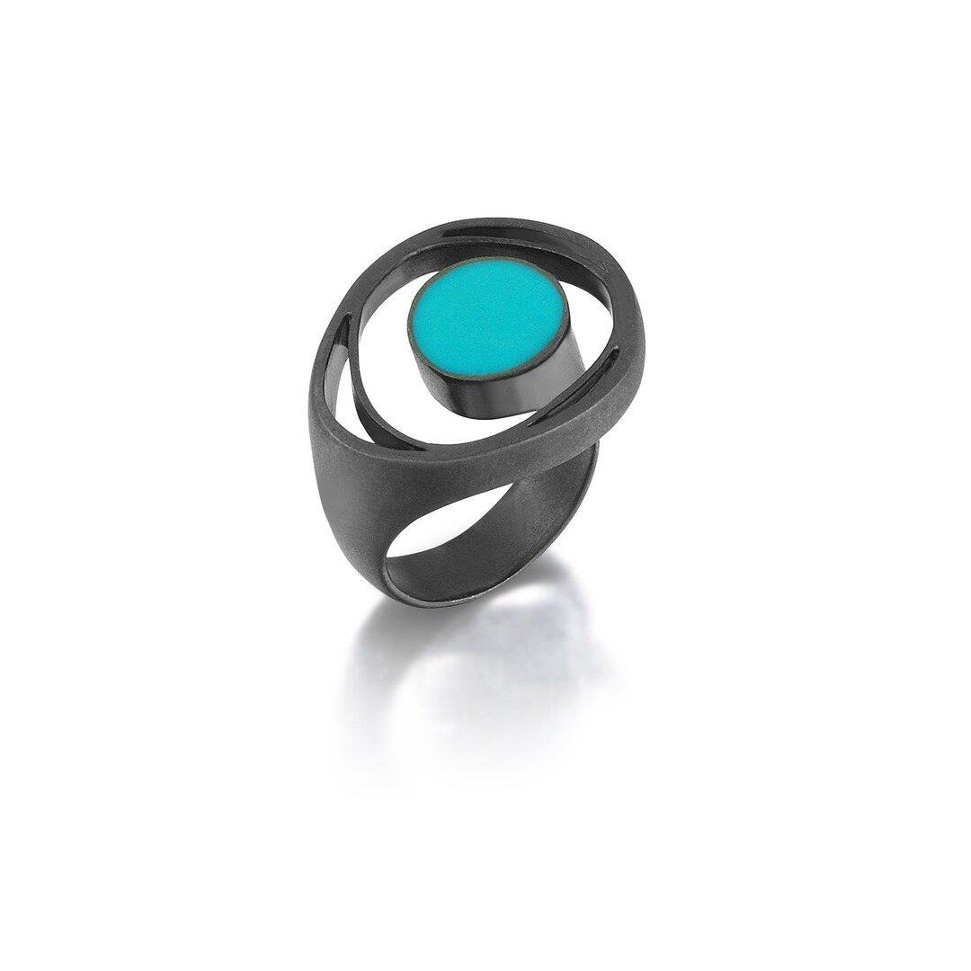 Colorful Silver Ring, Contemporary Colored Silver Ring, Silver Blue ...