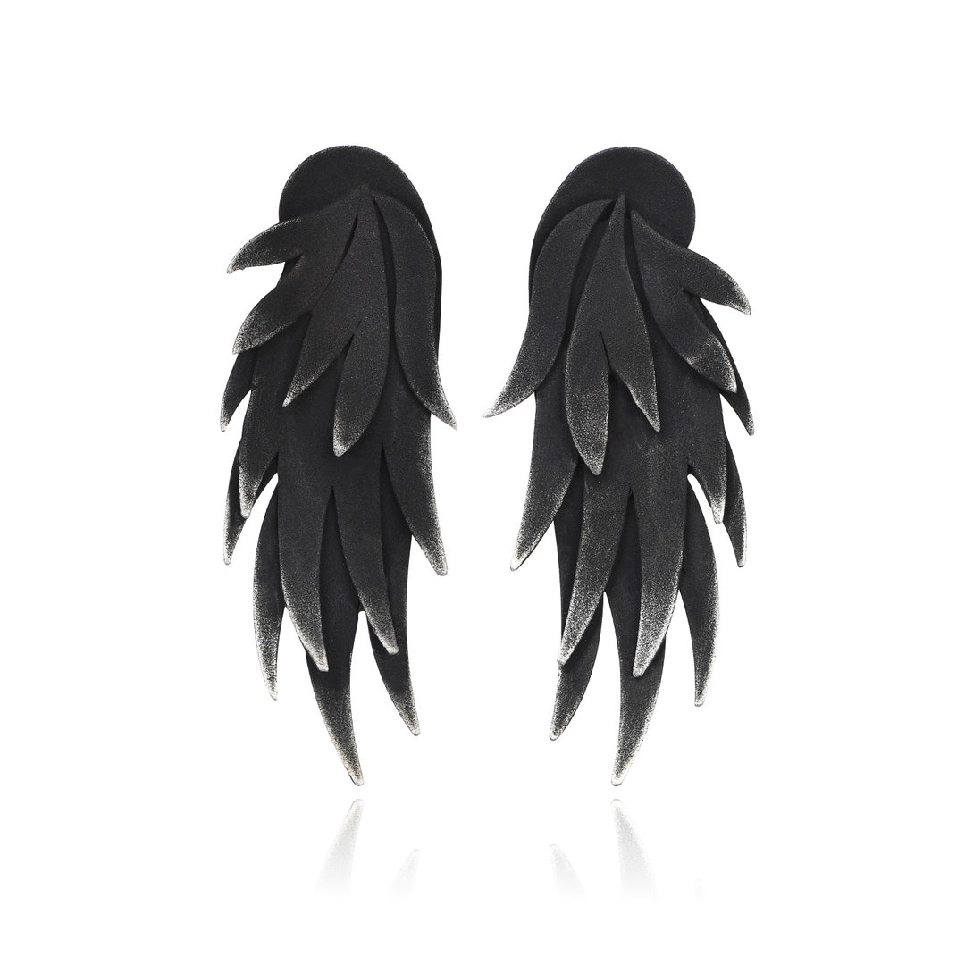 Silver Wing Earrings,black Wing Earrings, Gift for Wing Lovers, Wing ...