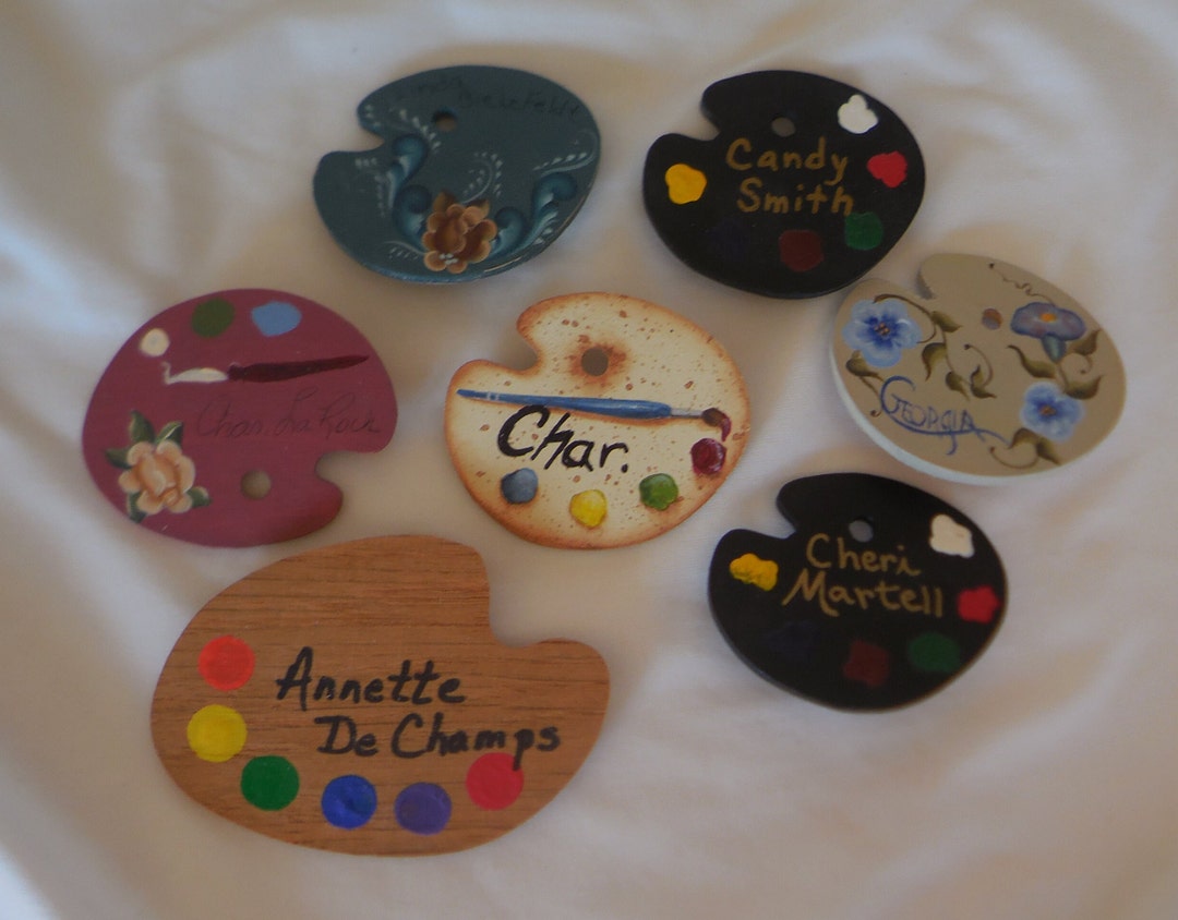 7 Hand Painted Name Tag Paint Pallets - Wood LOT#23 - Etsy