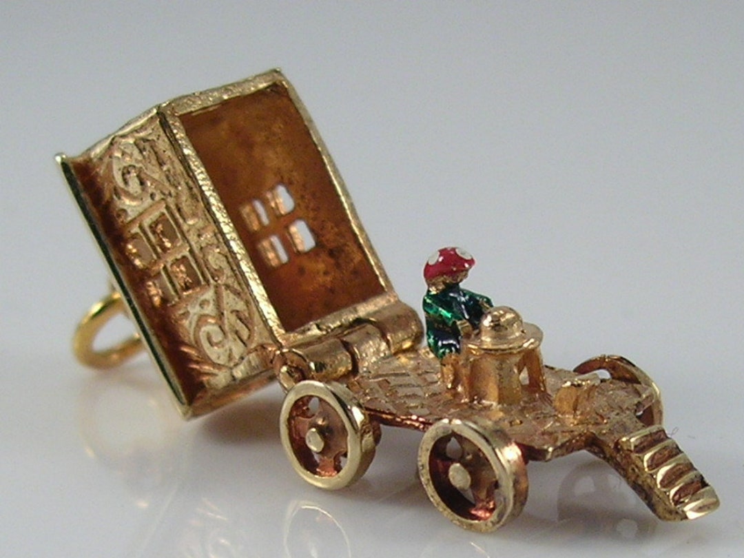 Vintage 3D 9ct Gold Movable Gypsy Caravan Charm Pendant. H/MK 1969 FM ...