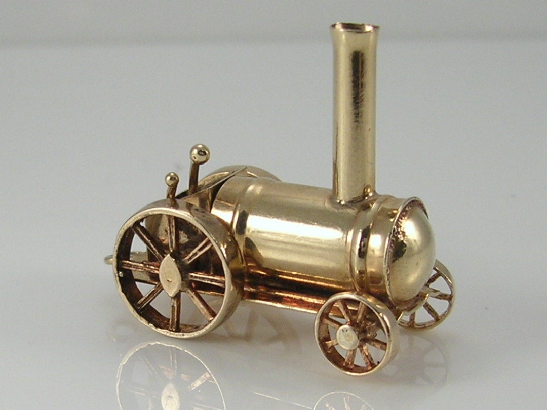 Vintage Large 3D 9ct Gold Movable Traction Steam Engine Charm.h/mk 1975 ...