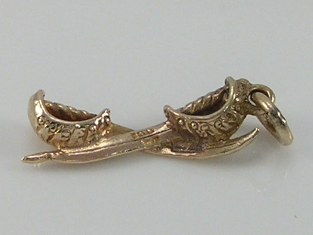 Vintage 3D 9ct Gold Two Crossed Pirate Cutlass Swords Charm Pendant H ...