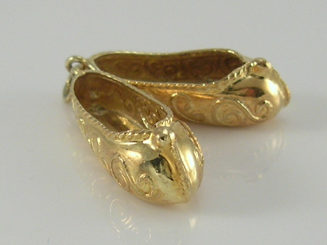 Vintage 3D 9ct Gold Ornate Slipper Shoes Charm Pendant H/MK 1977 - Etsy