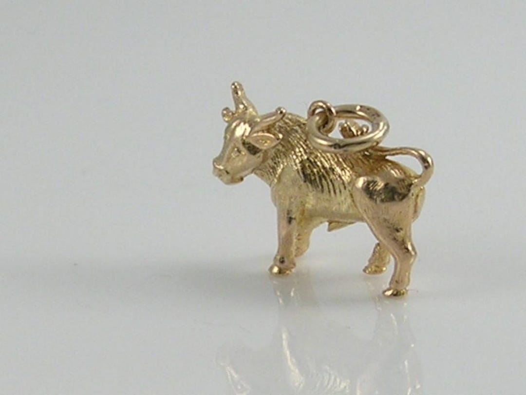 Vintage 3D 9ct Gold Bull Taurus Charm Pendant H/MK 1957 - Etsy