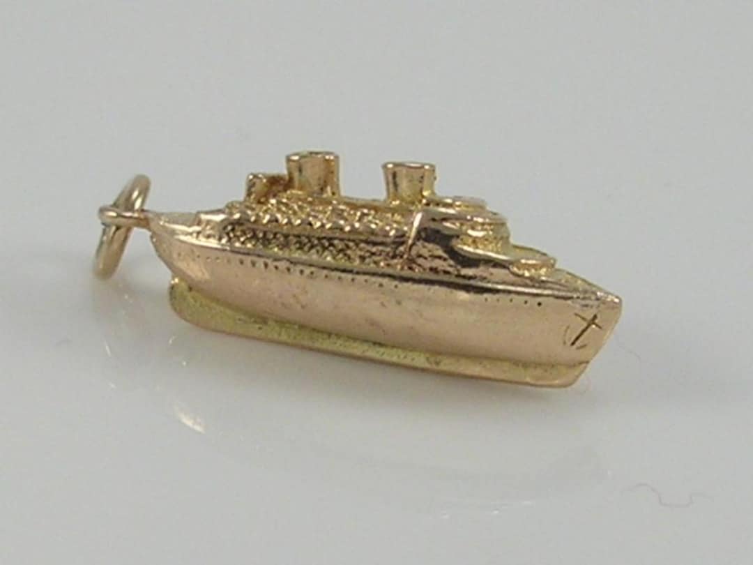 Vintage 9ct Gold Cruise Liner Ship Charm - Etsy