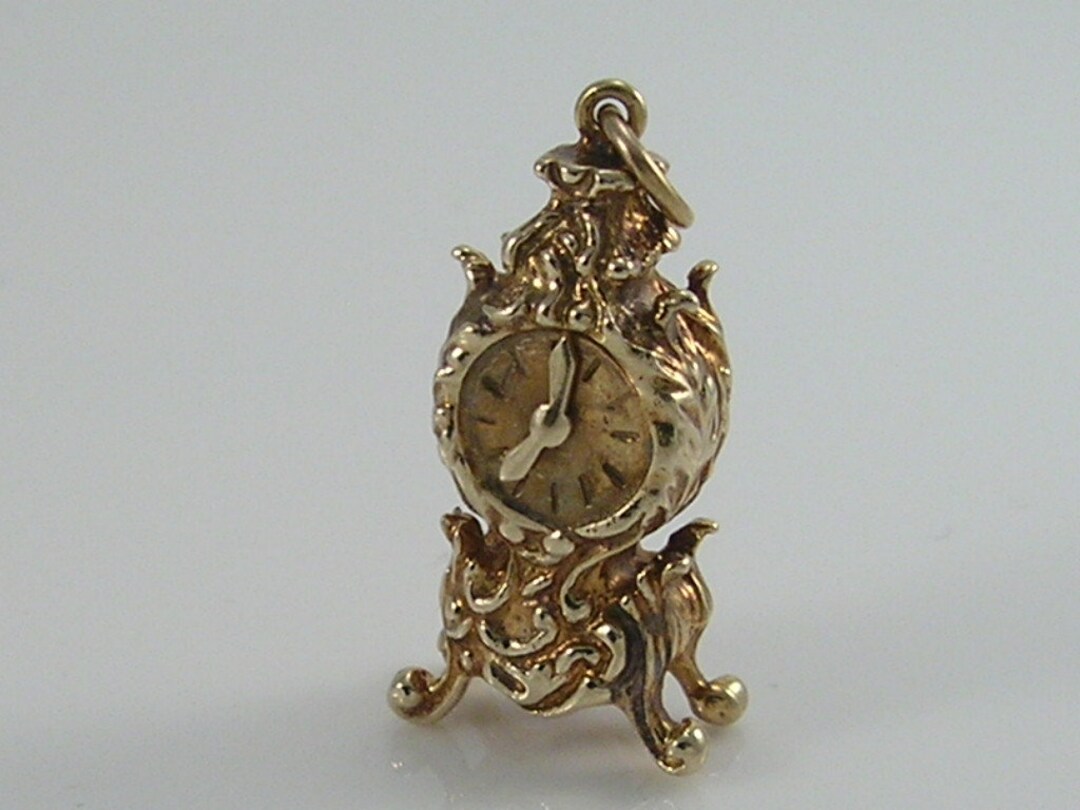 Vintage 3D Ornate Design 9ct Gold Mantle Clock Charm. Movable H/MK 1966 ...