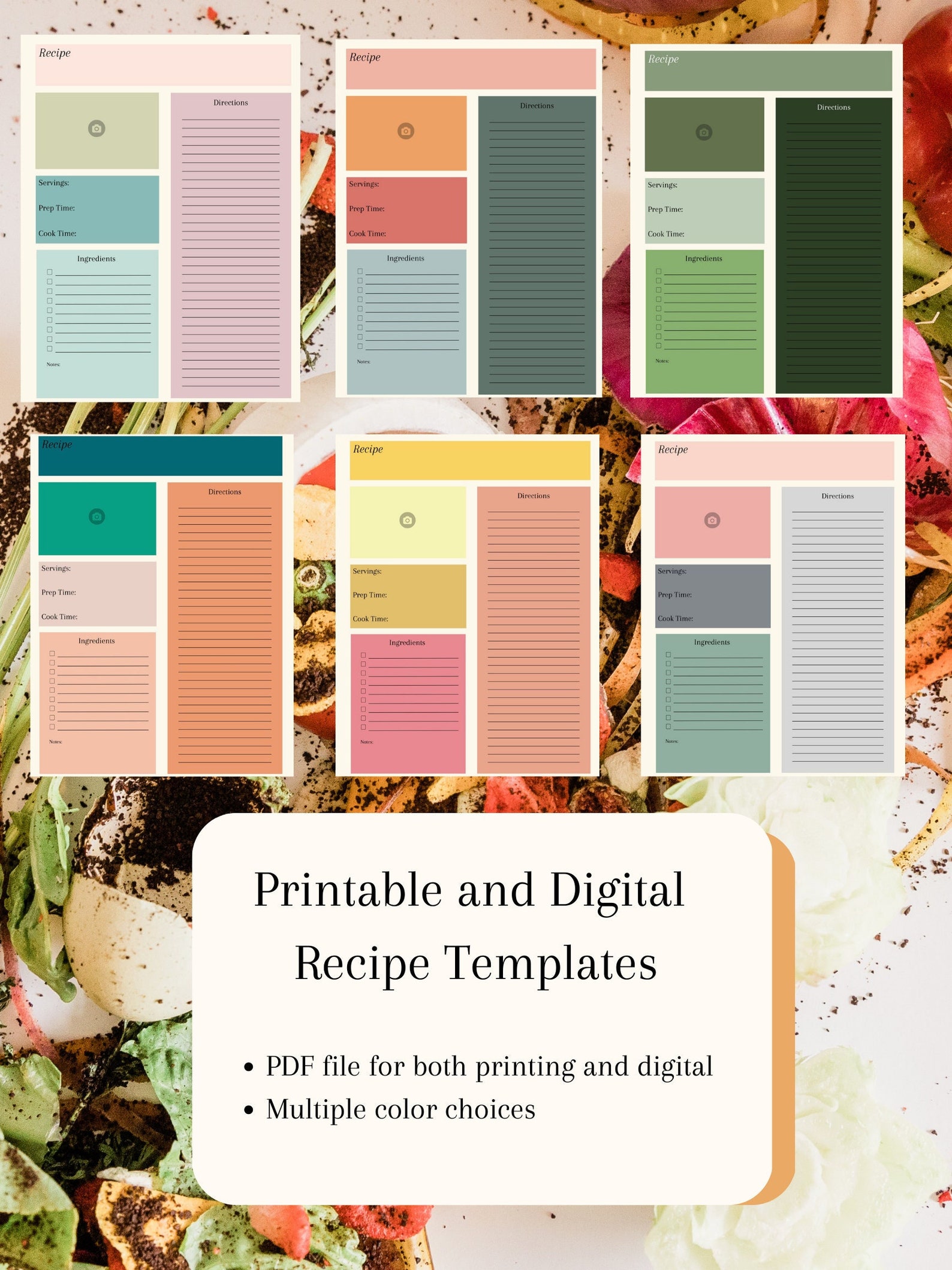 Digital and Printable Recipe Templates - Etsy