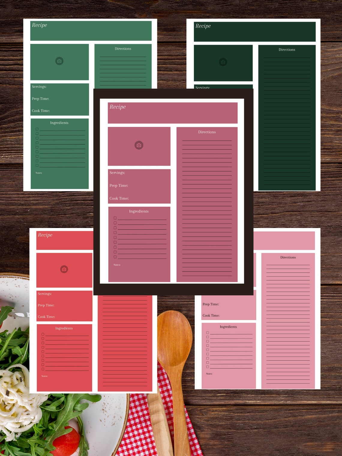 Digital and Printable Recipe Templates - Etsy