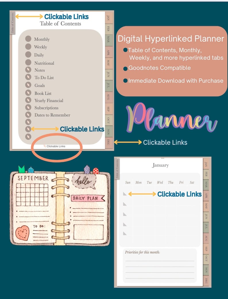 Digital Planner Goodnotes Hyperlinked - Etsy