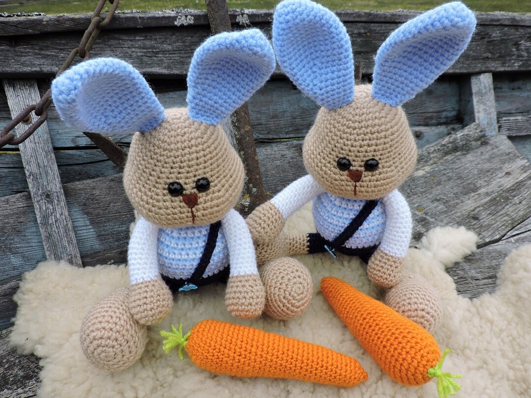Amigurumi Crochet Pattern-the Bunny Boy With Carrot, Crochet Rabbit, E ...
