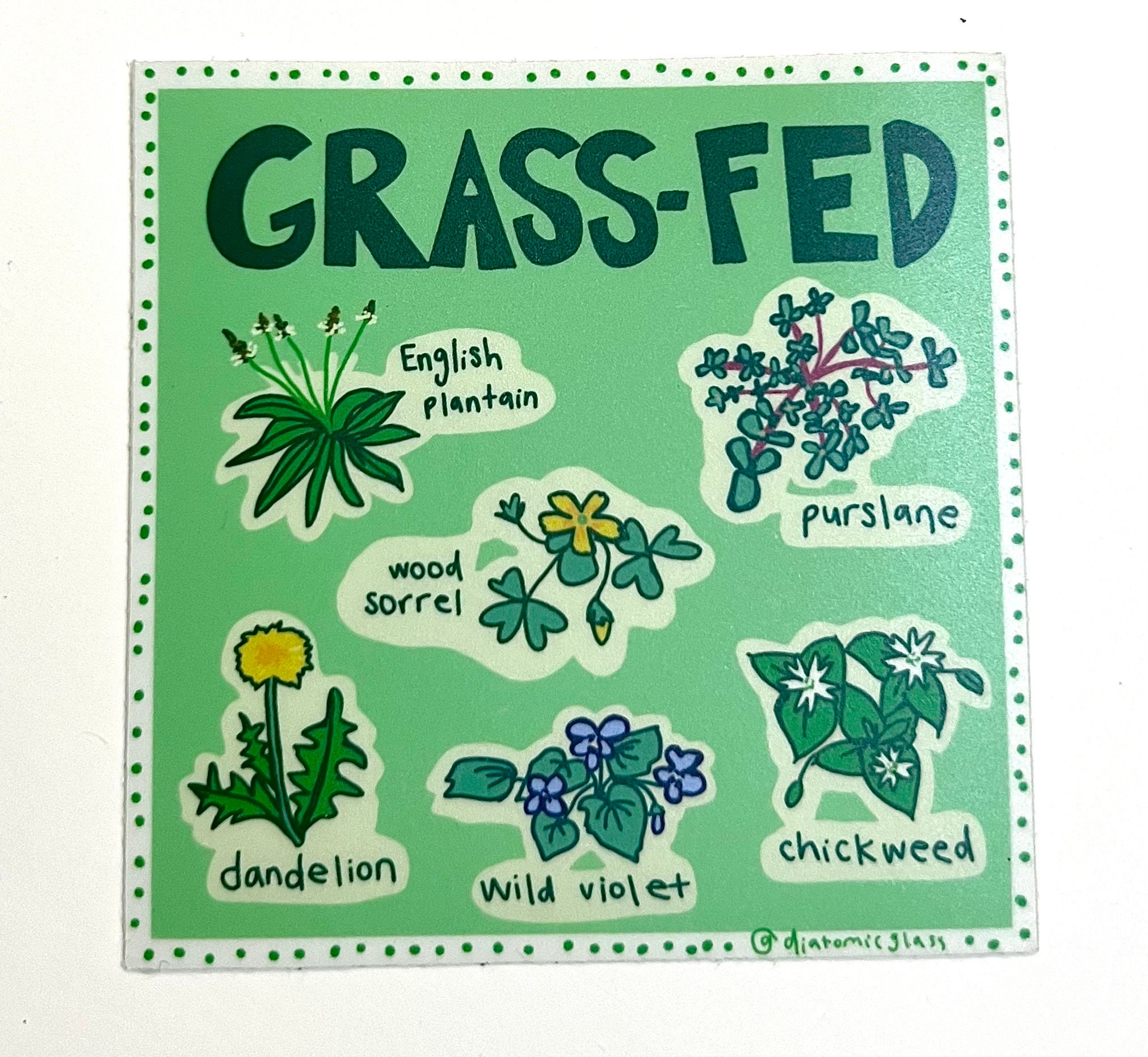 Grass Fed Edible Weeds Foraging Sticker - Etsy