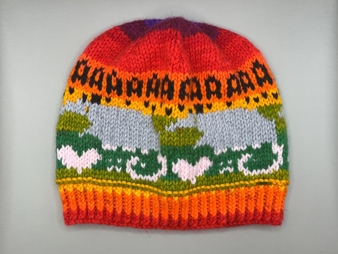 Rainbow-ish Screaming Possum Knit Hat - Handmade Hand-knit - Pride ...