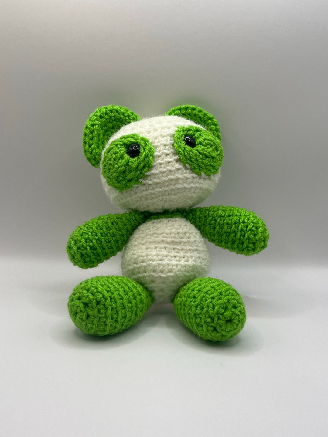 Neon Green Pat the Panda - Handmade Chibi Panda Amigurumi Plushie Doll ...