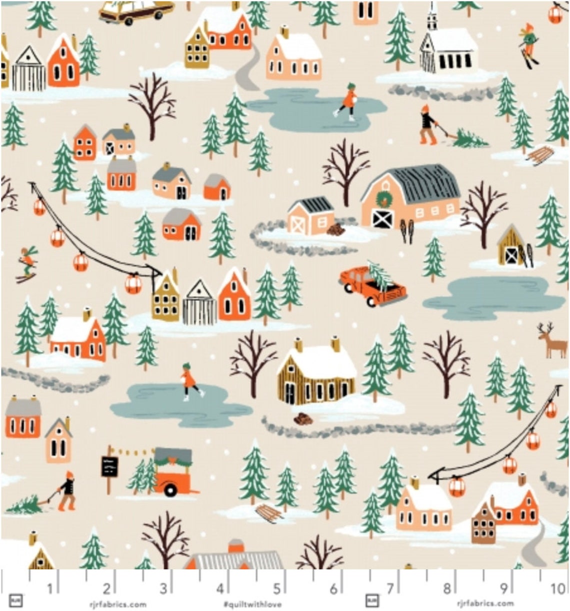 Rifle Paper Company RP603-CR3 Holiday Classics Holiday Village in Cream ...