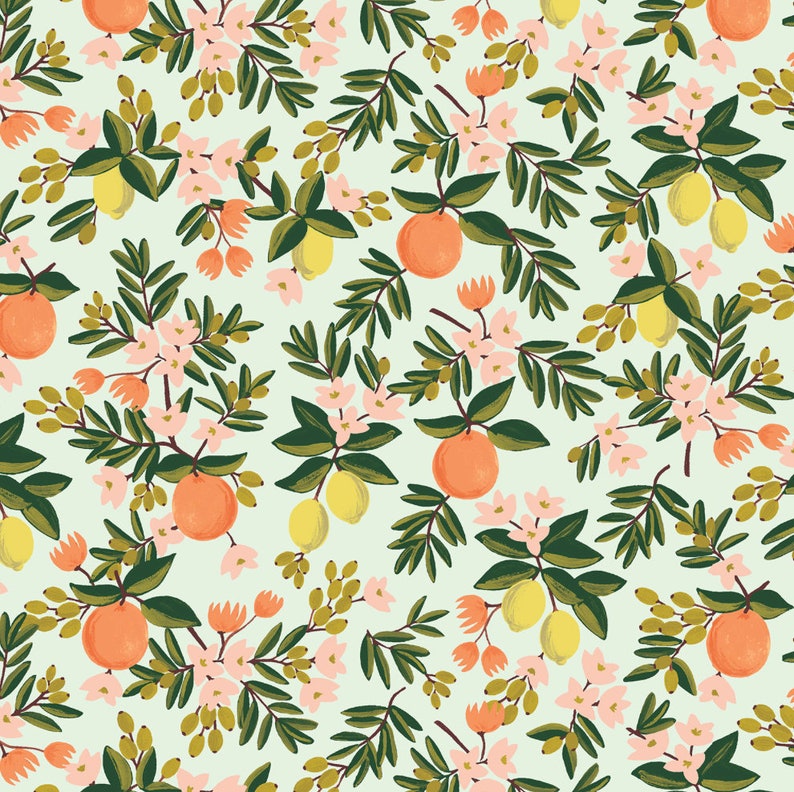 Rifle Paper Company RP300-MI2 Primavera Citrus Floral in Mint Fabric ...