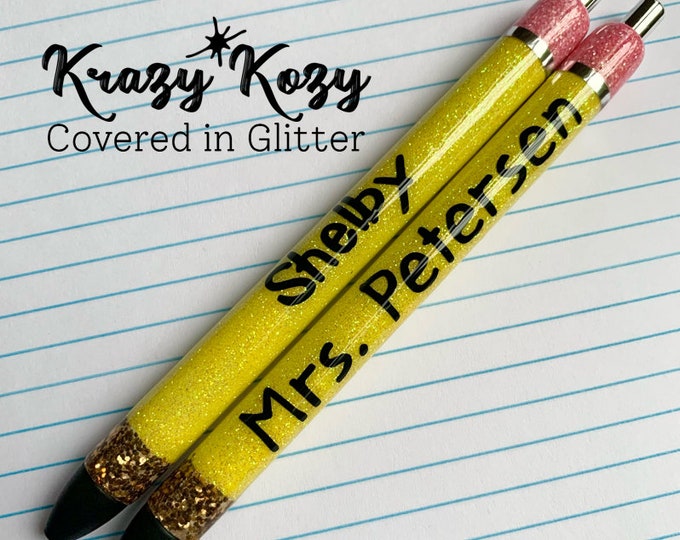 Glitter Pencil Epoxy Pen Personalized Unique Teacher Gift | Etsy