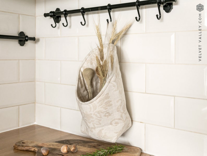 Linen bag with loop reusable kitchen bag with insulated | Etsy