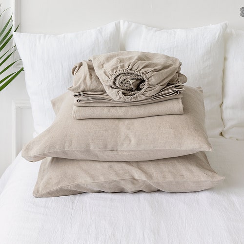 NATURAL UNBLEACHED Linen Set of Sheets 4 Pieces Linen Bed | Etsy
