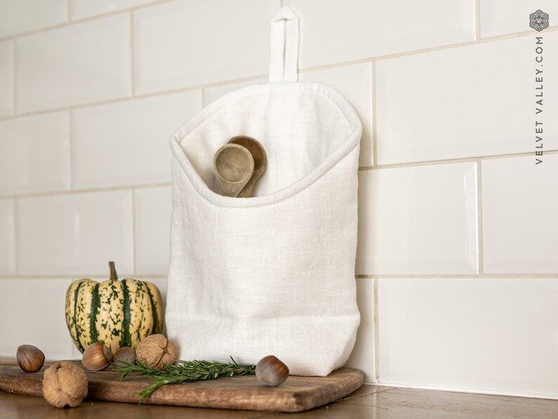 Linen bag with loop reusable kitchen bag with insulated | Etsy