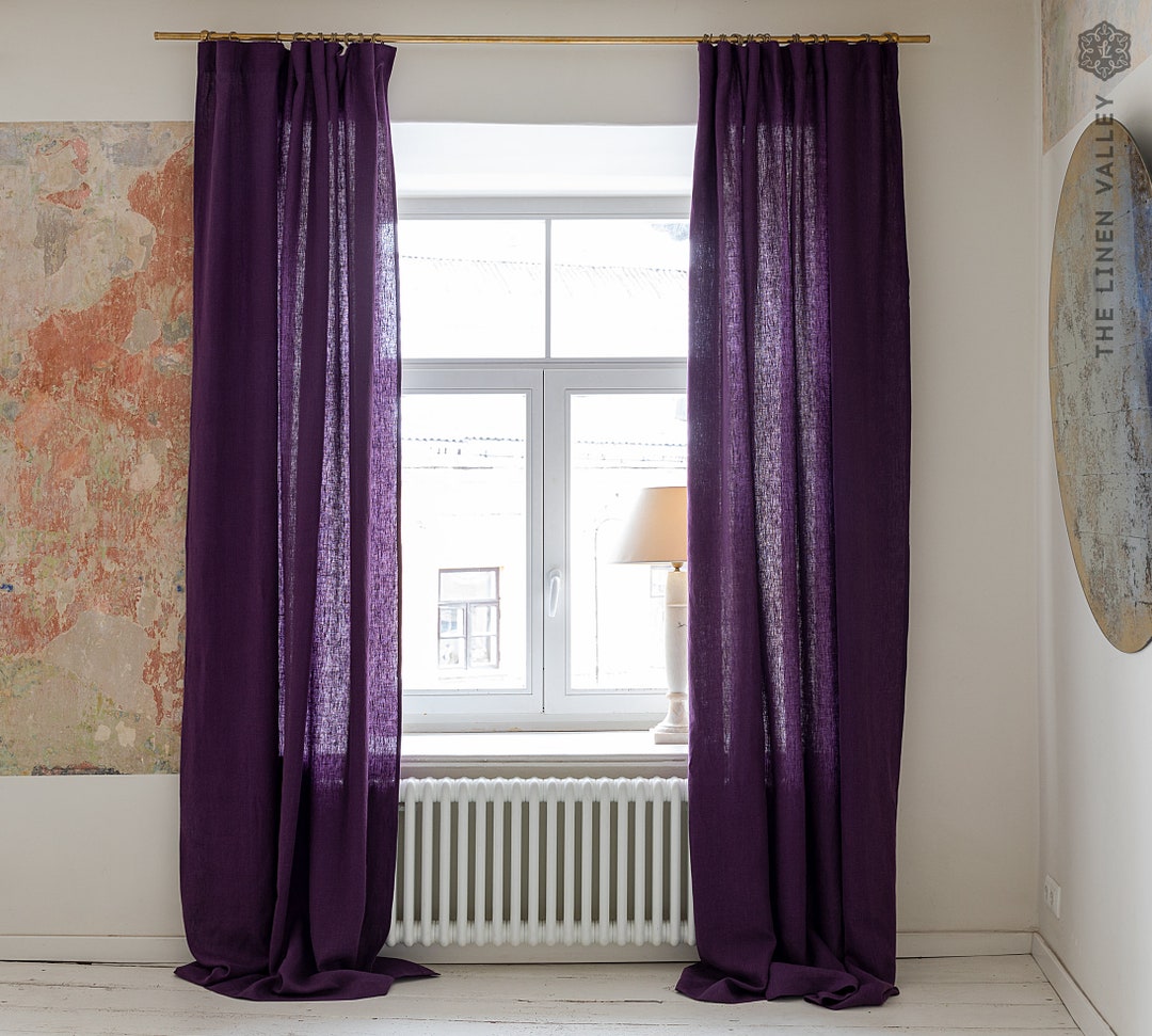 Deep Purple Linen Curtain (1 Pcs) -dark Purple Heavier Linen Curtain ...