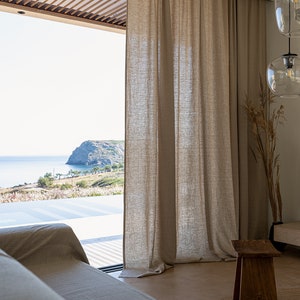 Natural Unbleached Linen Curtain (1 Pcs )- Natural Linen Semi Sheer ...